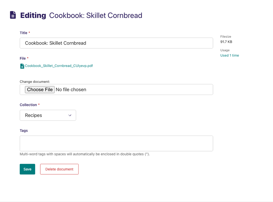 Manage documents - Wagtail Guide